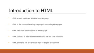 Day 2 - Web_Development [basic HTML tags and their functionalities].pptx | Web Design and HTML ...