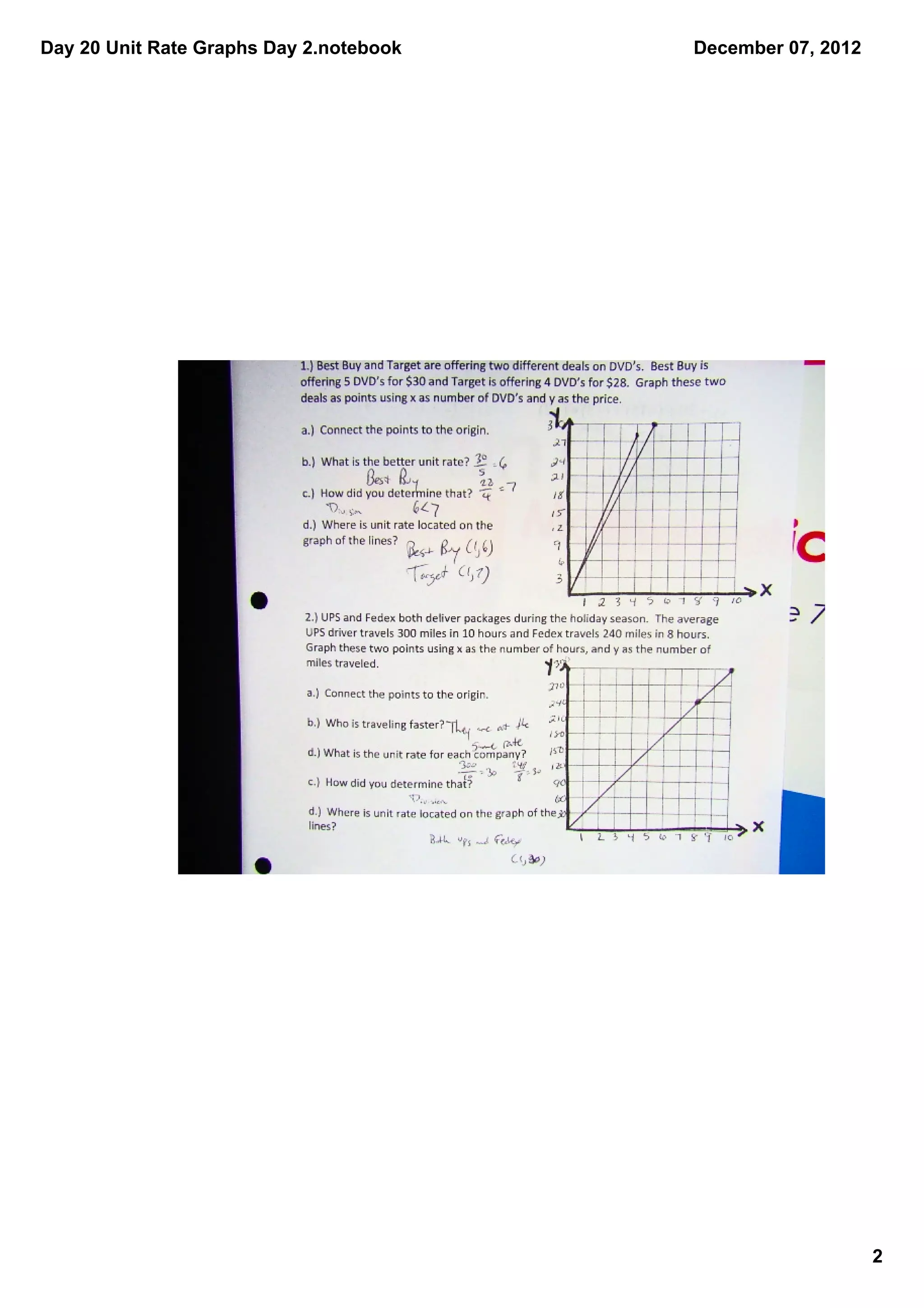Day 20 unit rate graphs day 2 | PDF