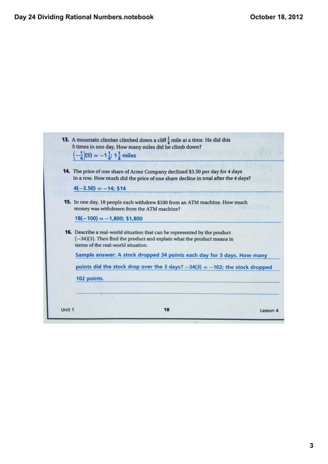 Day 24 dividing rational numbers | PDF