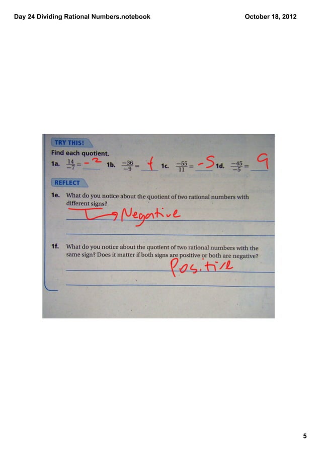 Day 24 dividing rational numbers | PDF
