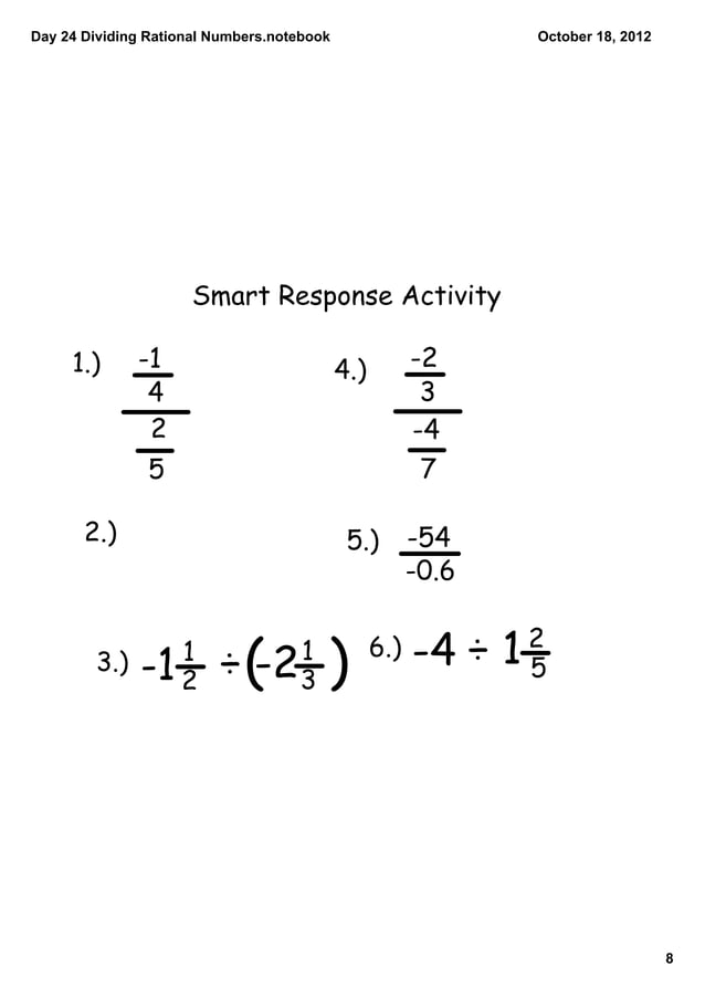 Day 24 dividing rational numbers | PDF