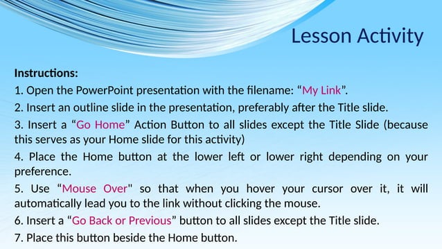 Day 25-28 Presentation Software (hyperlink & action buttons).pptx | Desktop Publishing ...