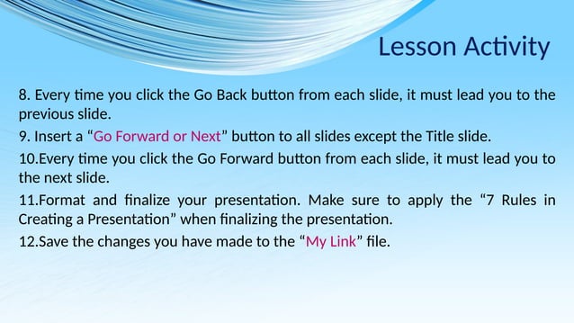 Day 25-28 Presentation Software (hyperlink & action buttons).pptx | Desktop Publishing ...