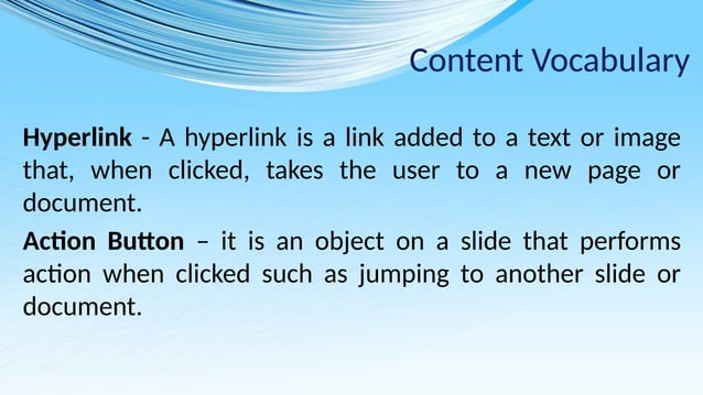 Day 25-28 Presentation Software (hyperlink & action buttons).pptx | Desktop Publishing ...