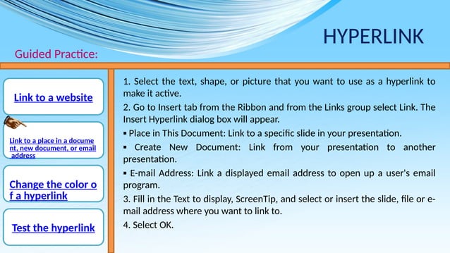Day 25-28 Presentation Software (hyperlink & action buttons).pptx | Desktop Publishing ...