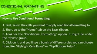 Day 29-32 Excel Software (conditional formating & data analysis).pptx