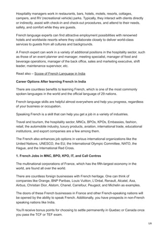 Career as a French Language Expert in India. | PDF