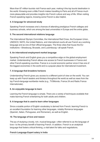 Career as a French Language Expert in India. | PDF