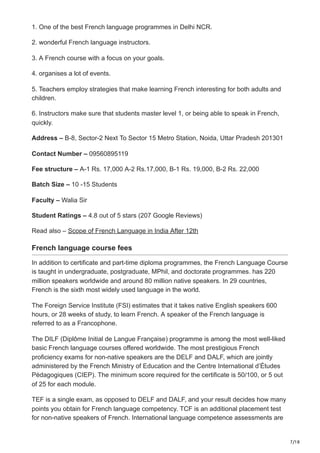 French Language Courses Noida Fees | PDF