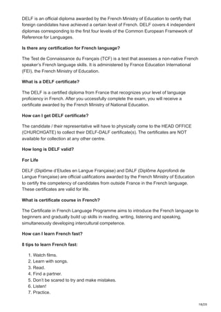 French Language Course Online With Certificate | PDF