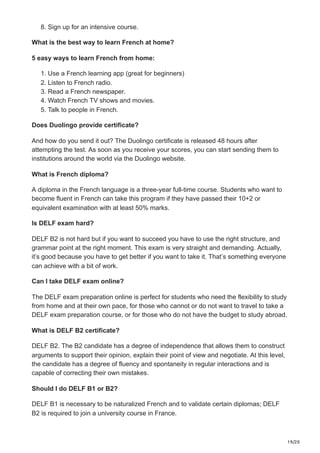 French Language Course Online With Certificate | PDF