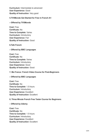 French Language Course Online With Certificate | PDF