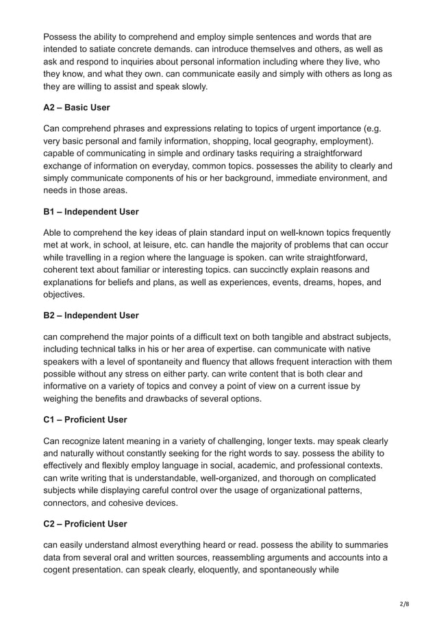 Levels in french language courses | PDF