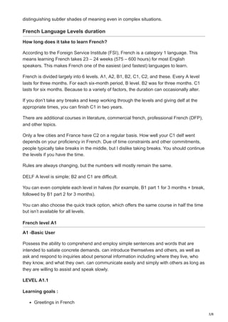 Levels in french language courses | PDF