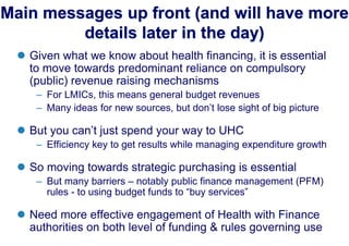 Health Financing for UHC – two sides of the coin | PPT