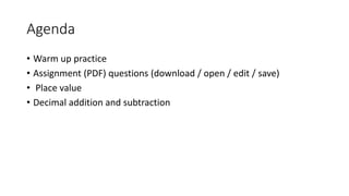 Place Value/ Adding and Subtracting with Decimals | PPTX