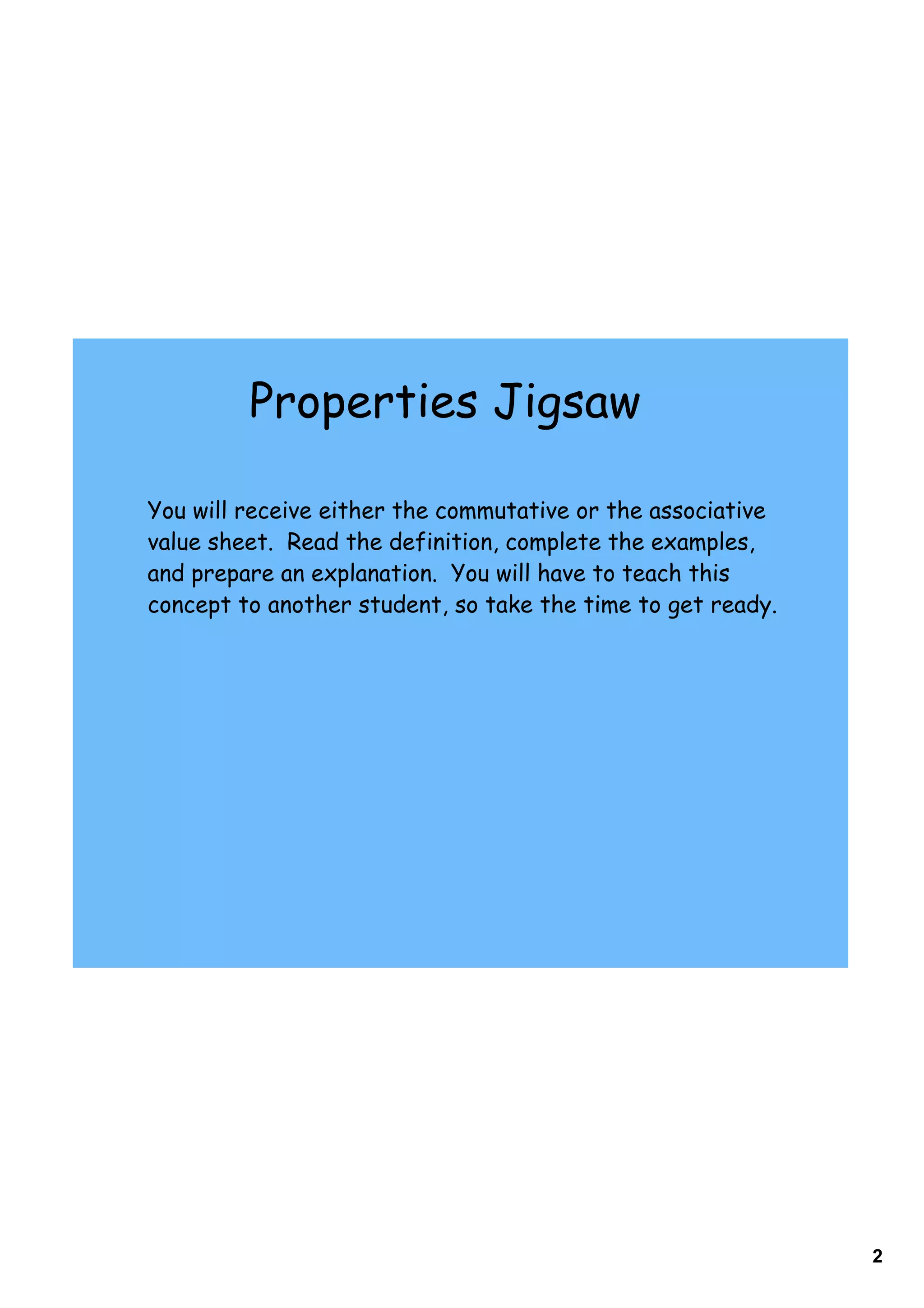 Day 2 properties jigsaw | PDF