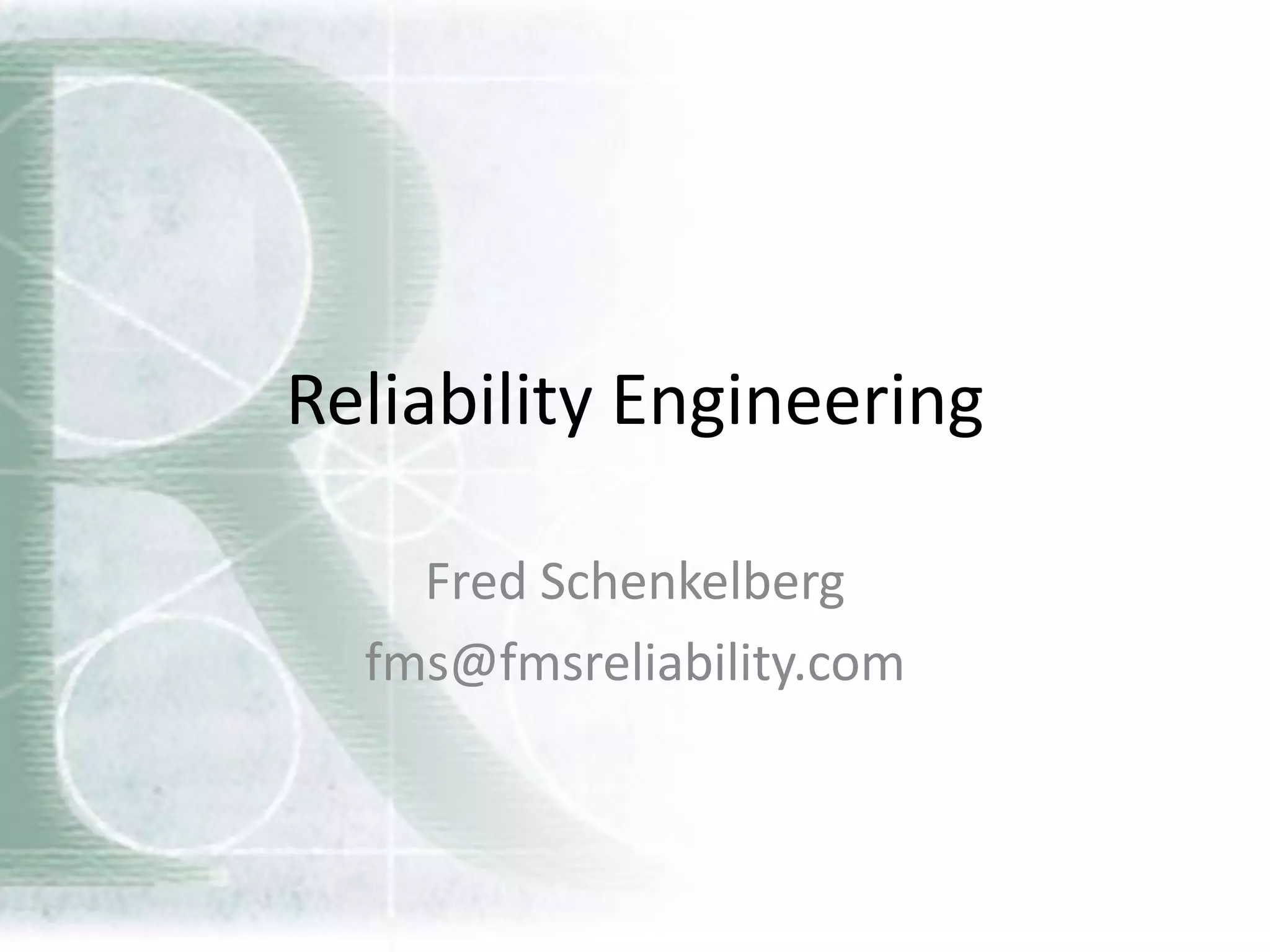 Reliability Maintenance Engineering 2 - 1 Concepts and Software | PPT