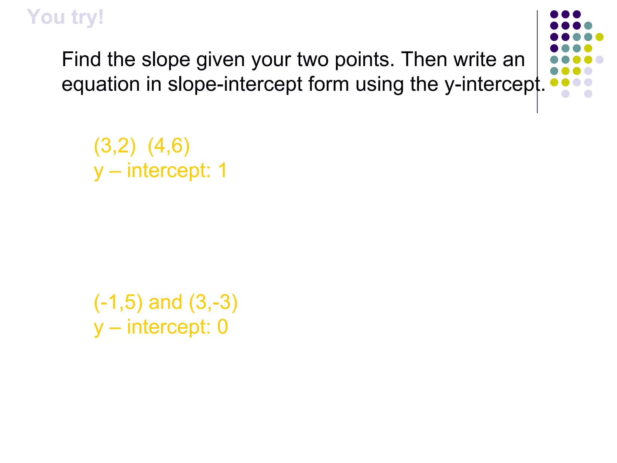 TechMathI - Slope intercept form | PPT
