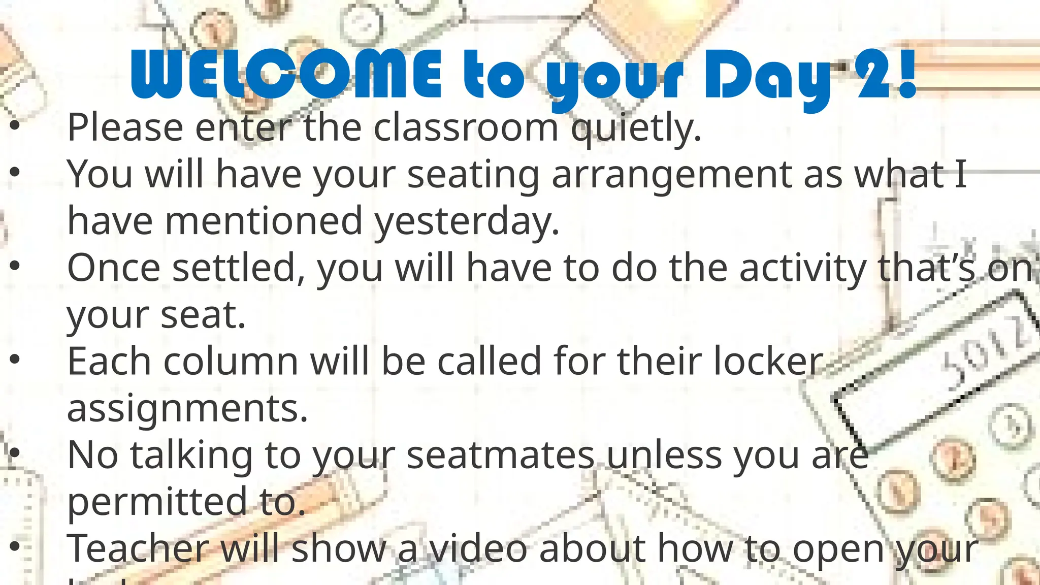 7th grade presentation for 2nd day of class | PPT