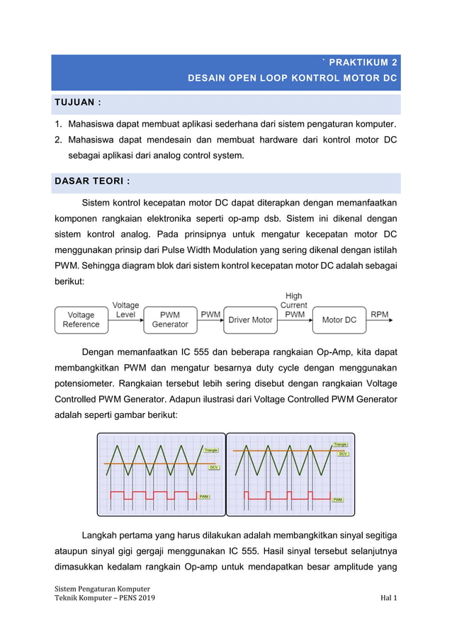 Open Loop Analog Control System - Motor DC | PDF