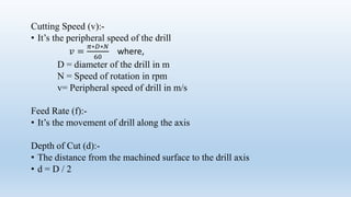 WORKSHOP TECHNOLOGY-Drills and drilling process | PPTX