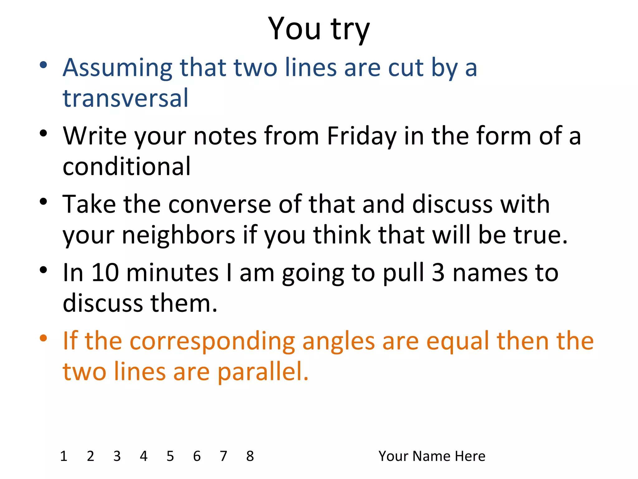 3rd Test - Proving lines are parallel | PPT