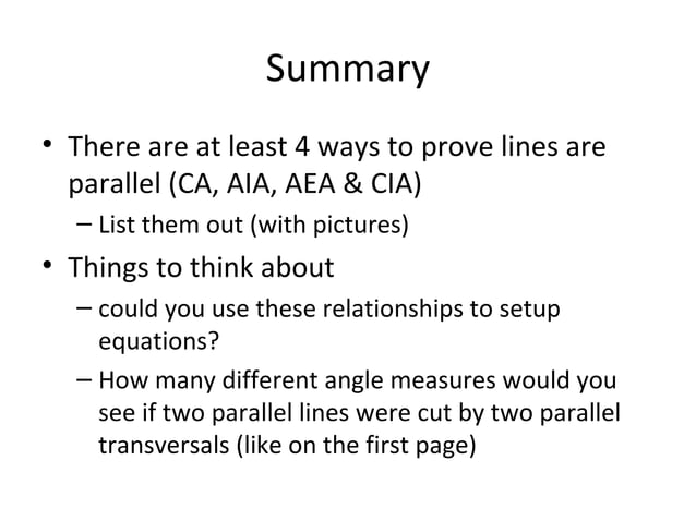3rd Test - Proving lines are parallel | PPT