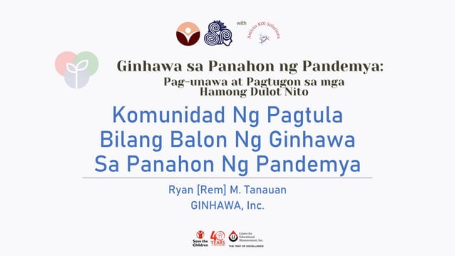 Komunidad ng Pagtula Bilang Balon ng Ginhawa sa Panahon ng Pandemya | PPT
