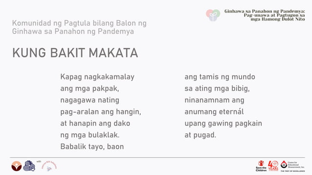 Komunidad ng Pagtula Bilang Balon ng Ginhawa sa Panahon ng Pandemya | PPT