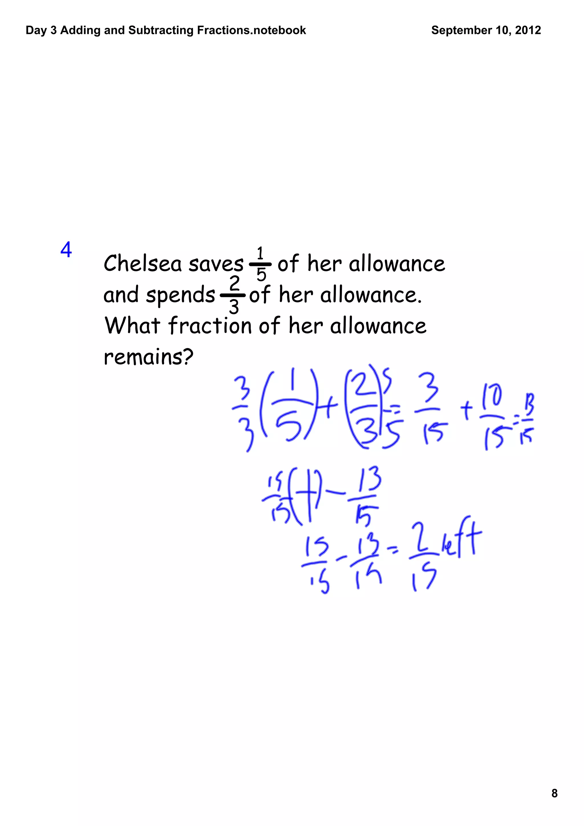 Day 3 adding and subtracting fractions | PDF | Homework and Study ...