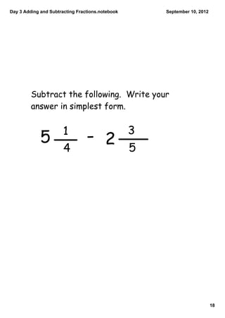 Day 3 adding and subtracting fractions | PDF | Homework and Study ...
