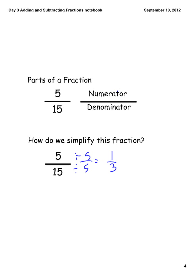 Day 3 adding and subtracting fractions | PDF | Homework and Study ...