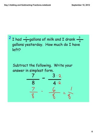 Day 3 adding and subtracting fractions | PDF