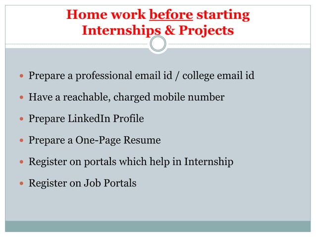 Importance of Internship and Project | PPT