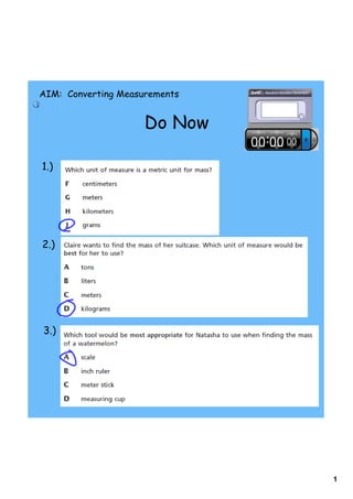 Day 3 metric and customary assessment | PDF