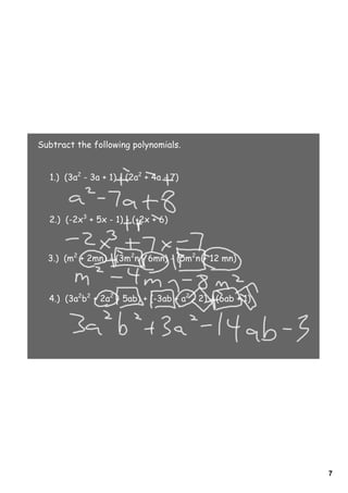 Day 3 subtracting polynomials | PDF