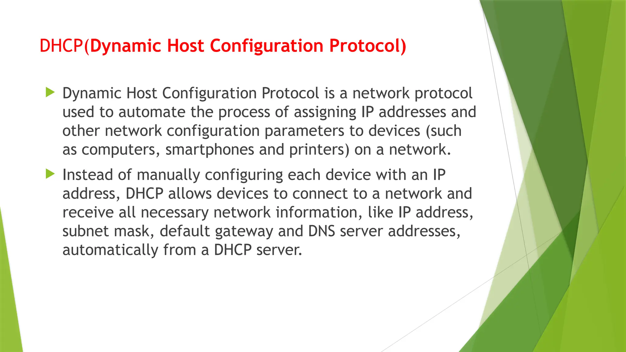 IP Address types, DHCP, Ethernet frame, physical interface | PPTX