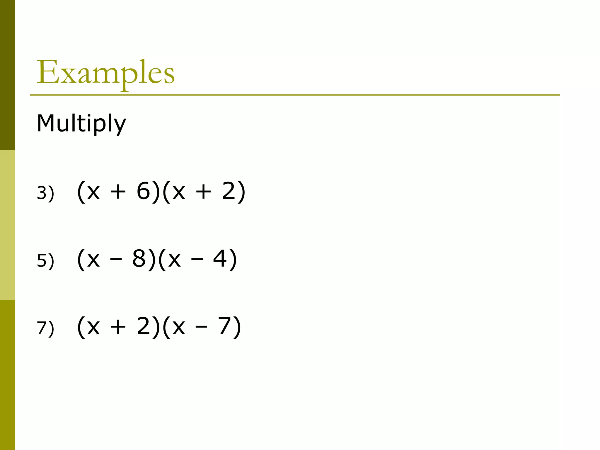 Multiplying binomials | PPT
