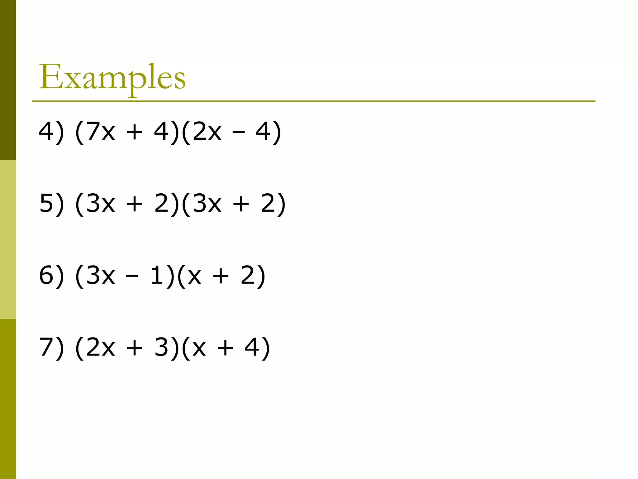 Multiplying binomials | PPT