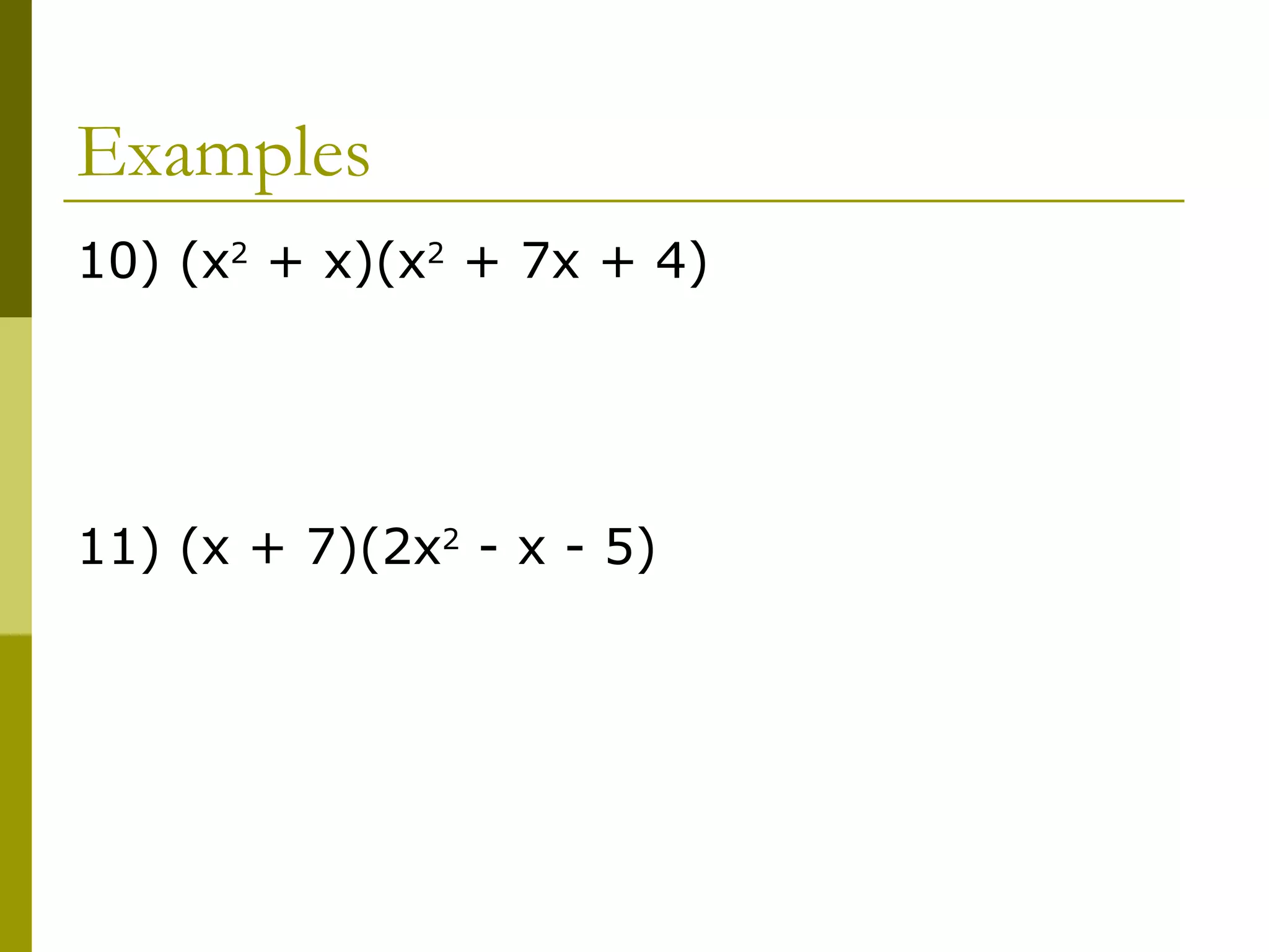 Multiplying binomials | PPT
