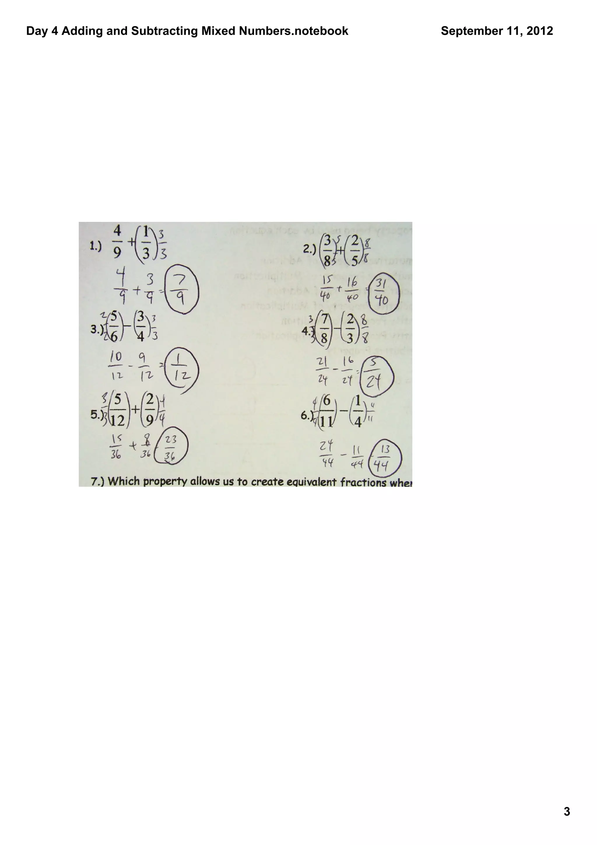 Day 4 adding and subtracting mixed numbers | PDF