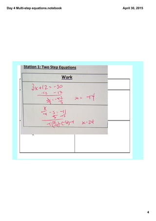 Day 4 multi step equations | PDF