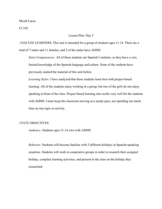 Day 5 Lesson Plan | PDF