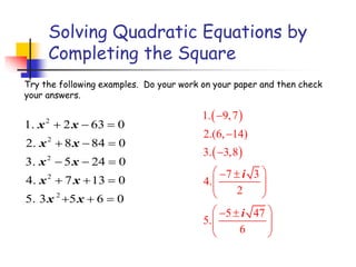 Day 5 - NOTES Completing the Square.ppt
