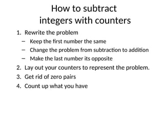 Day 6 - Subtracting Integers with counters.ppt