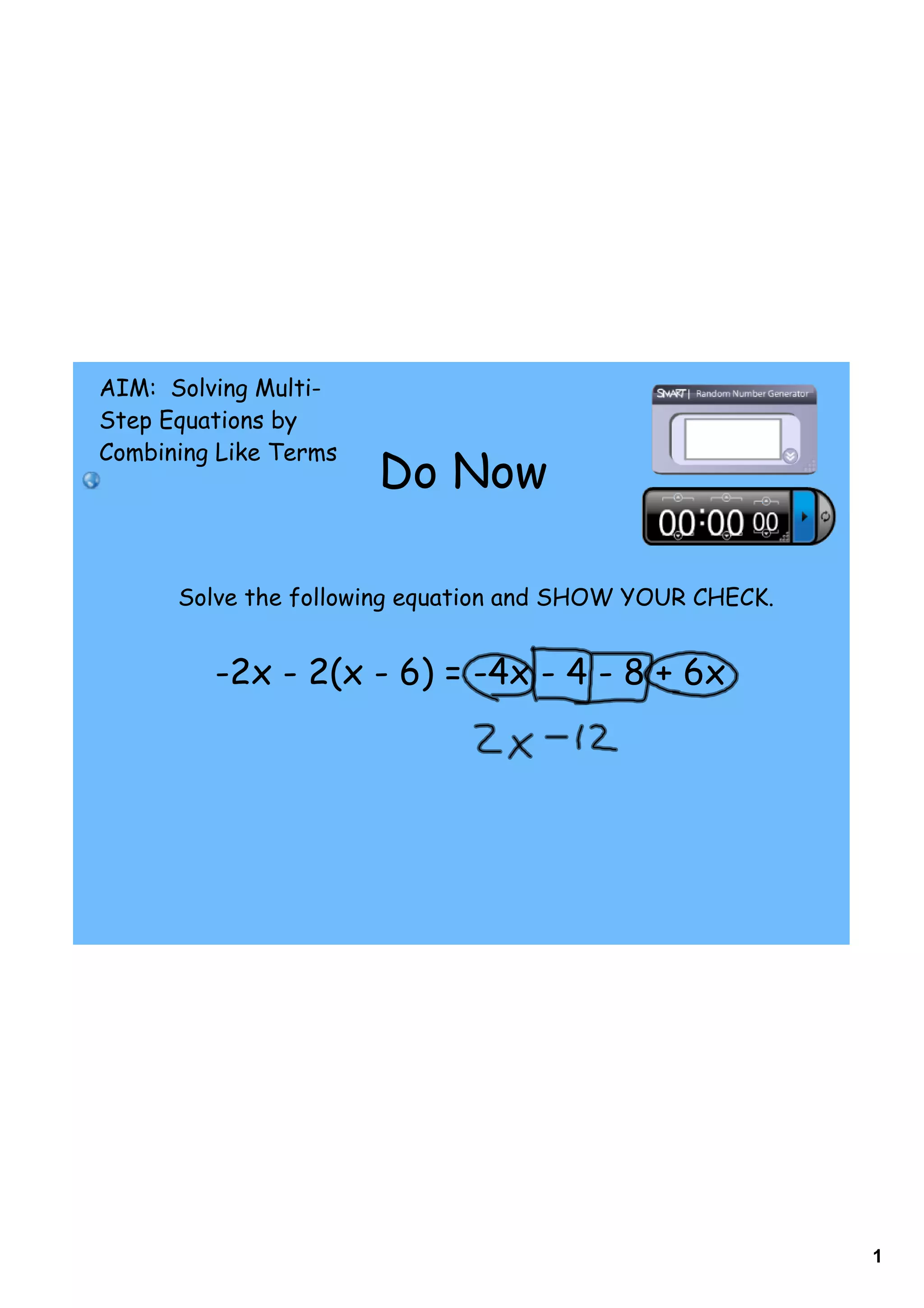 Day 6 combining like terms equations day 2 | PDF