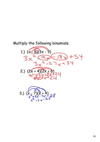 Day 6 multiplying binomials | PDF