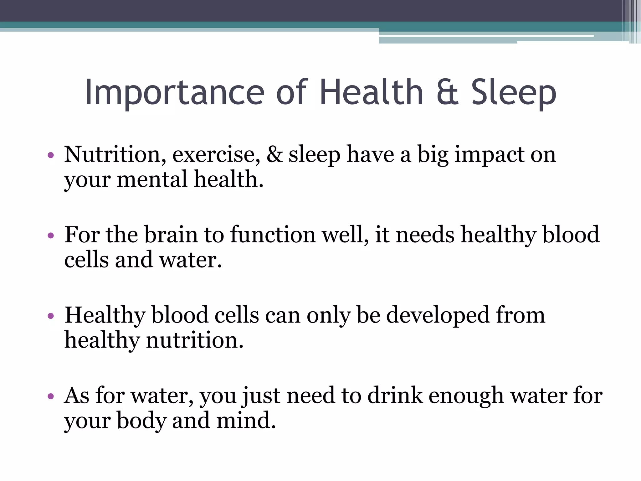Nutrition, Exercise, & Sleep | PPTX