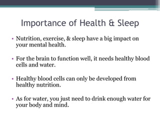 Nutrition, Exercise, & Sleep | PPTX